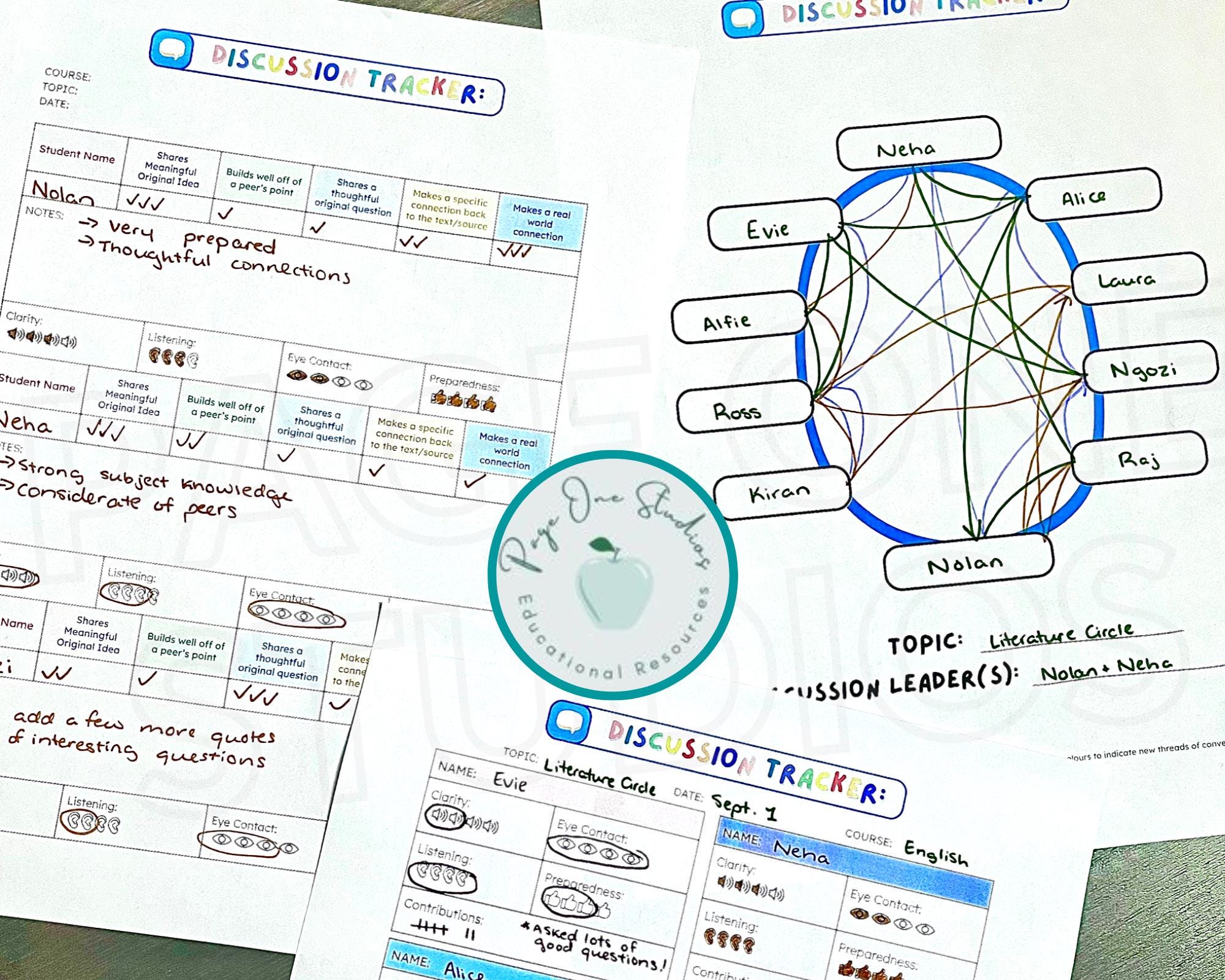 Discussion Trackers for All Subjects (teacher and Student Friendly ...