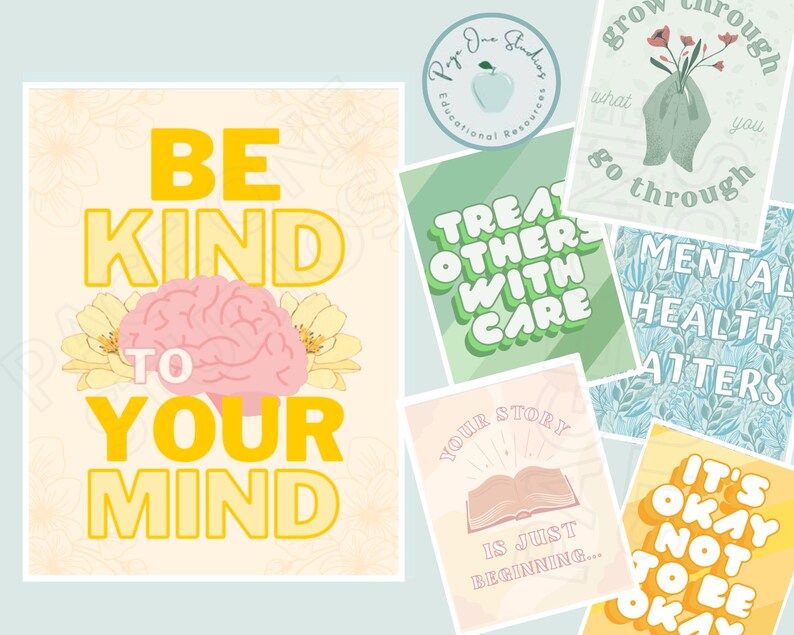 Mental Health and Well Being Posters / Cards for Promoting Growth ...
