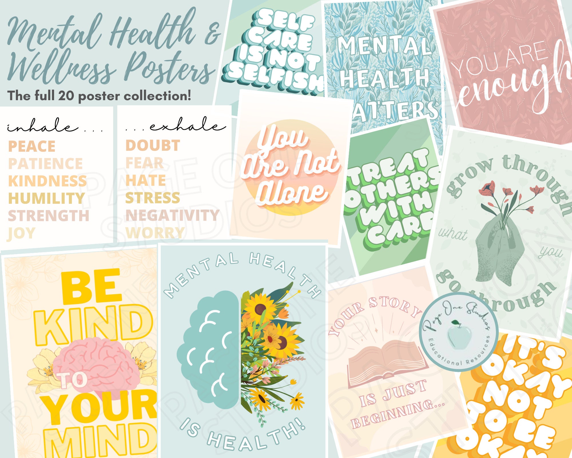 Mental Health and Well Being Posters / Cards for Promoting Growth ...