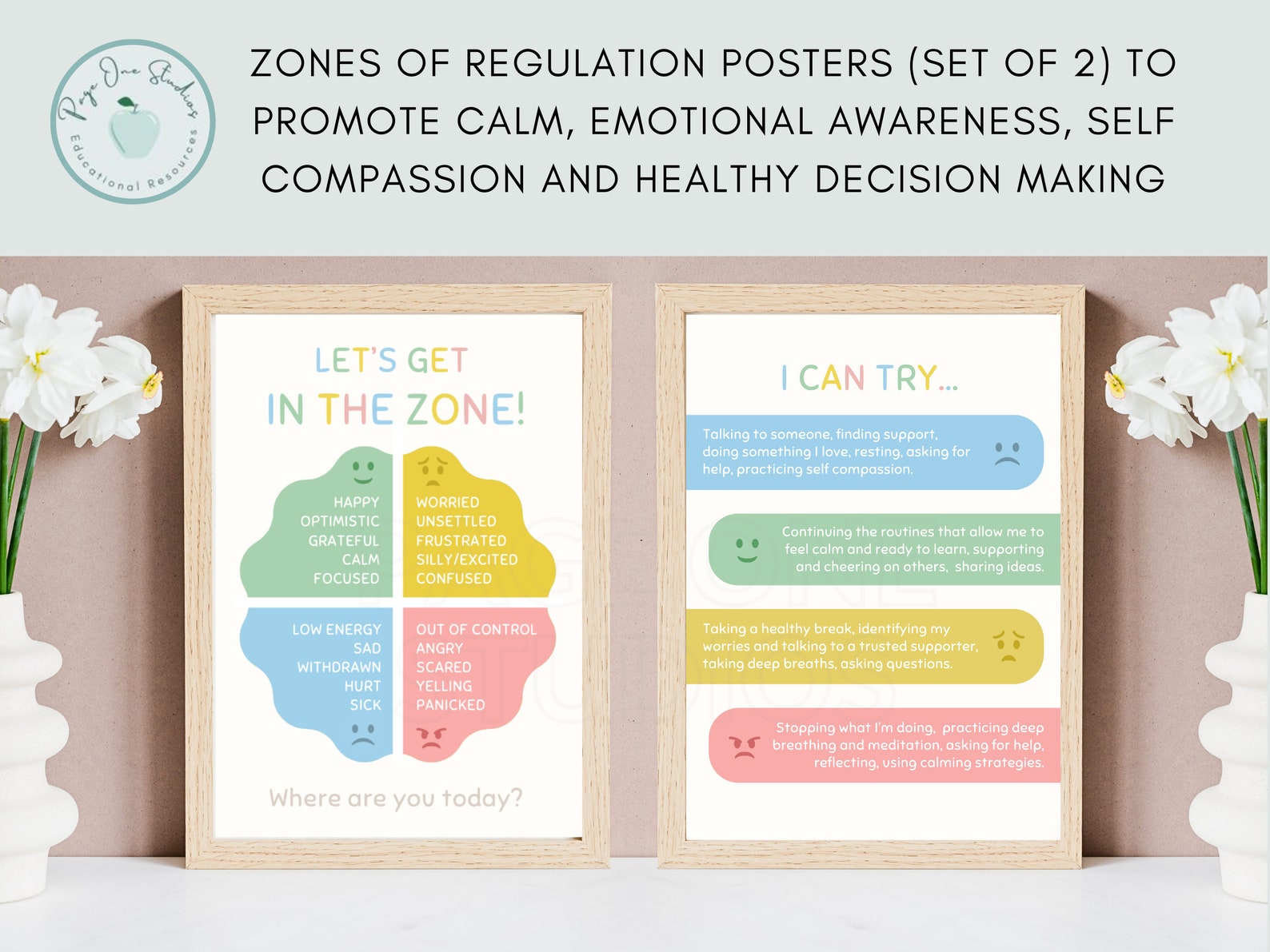 Zones of Self Regulation Posters, Calming Mindset Resource for ...