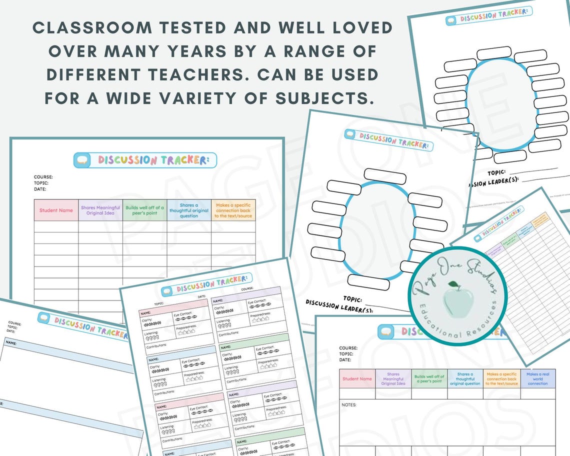 Discussion Trackers for All Subjects (teacher and Student Friendly ...
