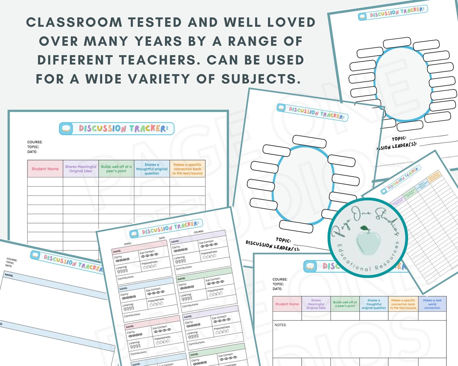 Discussion Trackers for All Subjects (teacher and Student Friendly ...
