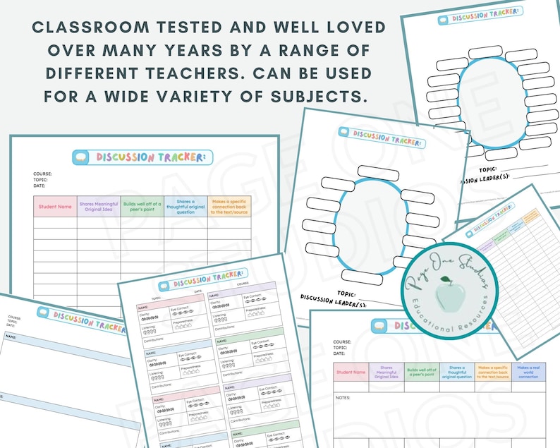 Discussion Trackers for All Subjects (teacher and Student Friendly ...