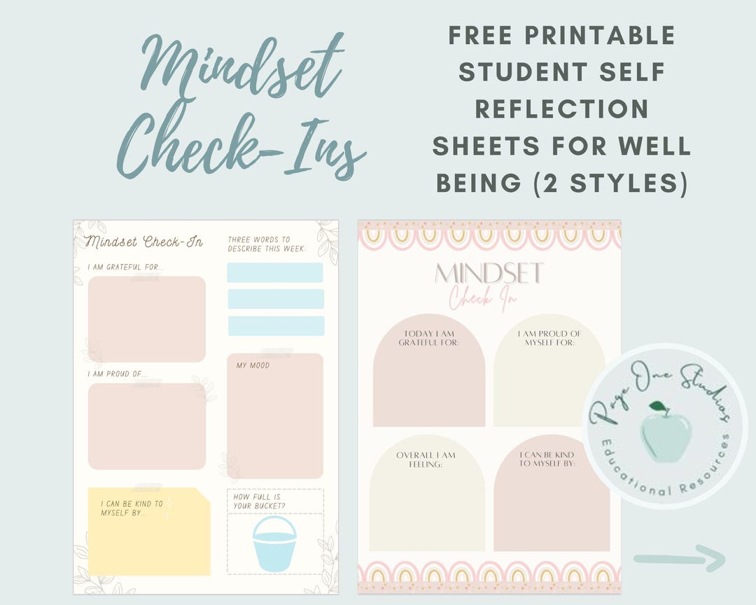 Growth Mindset Self Reflection / Well Being Check In - Etsy