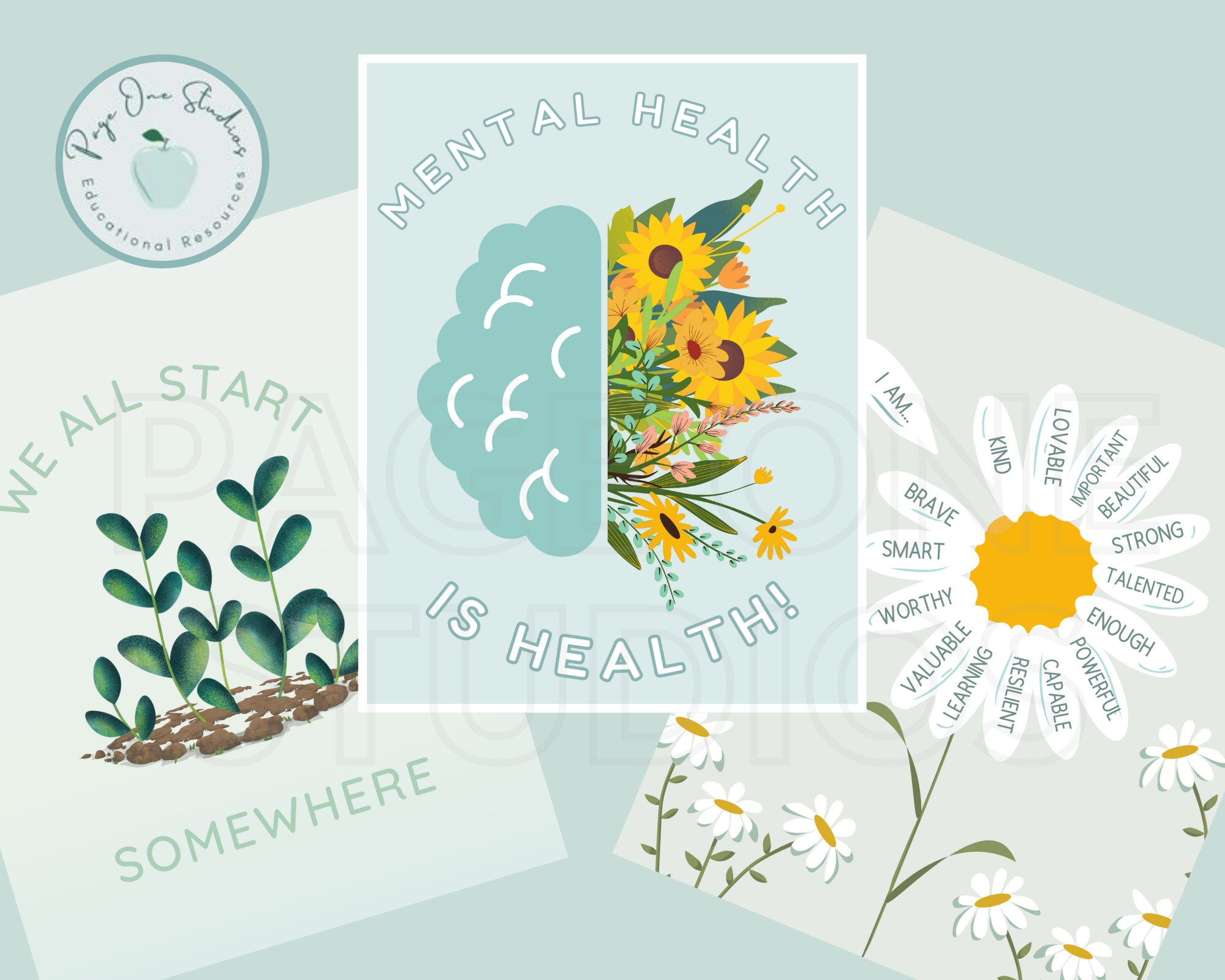 Mental Health and Well Being Posters / Cards for Promoting Growth ...