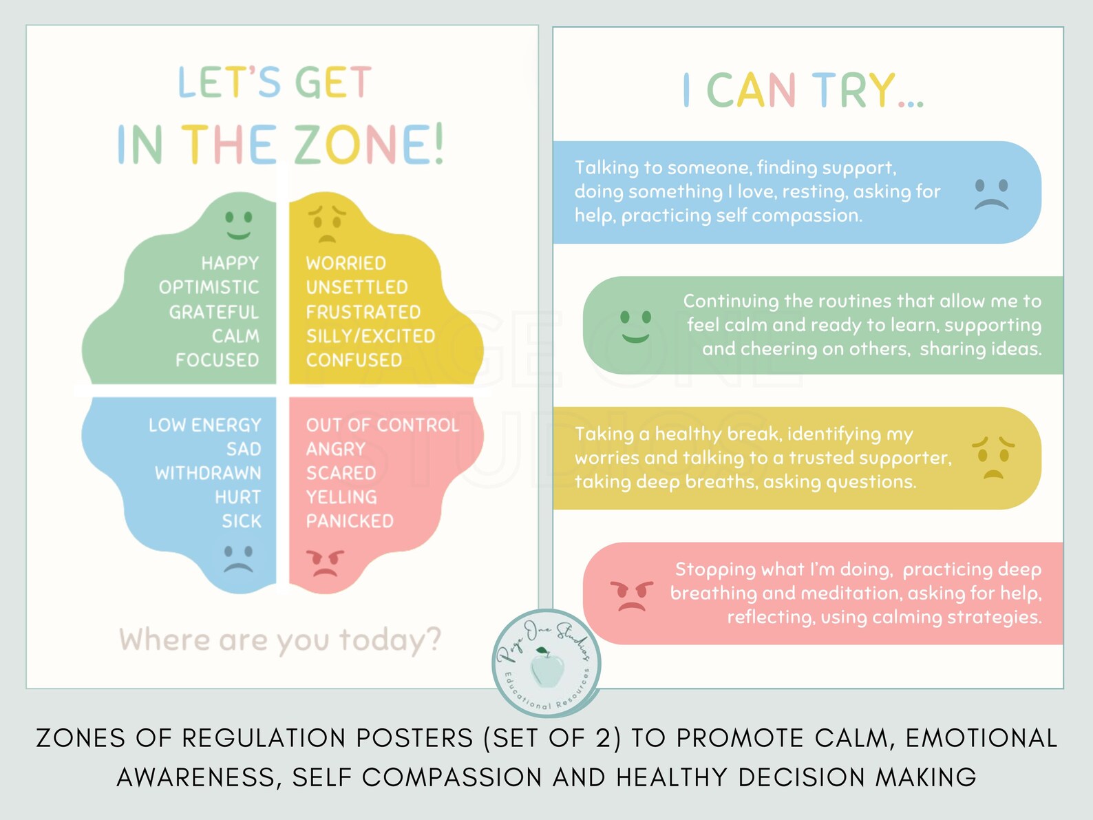 Zones of Self Regulation Posters, Calming Mindset Resource for ...