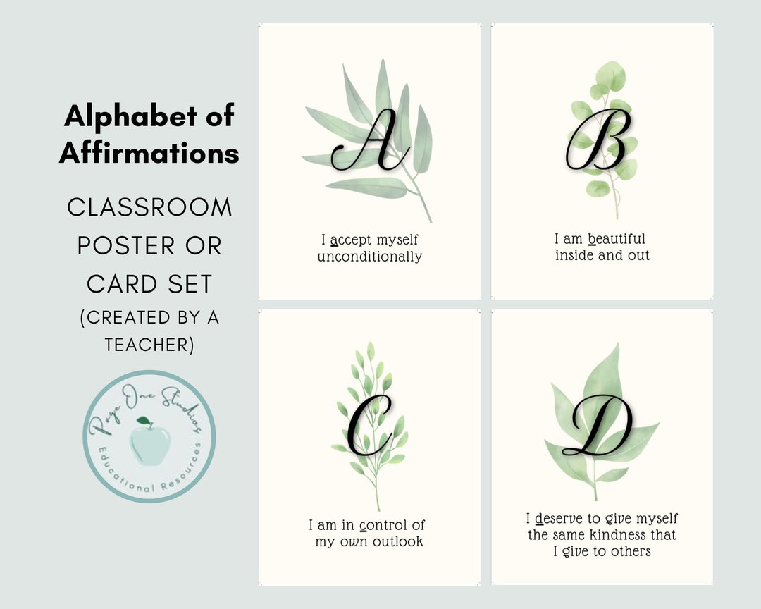 Alphabet of Affirmations - Classroom Wellness Posters for Self Care ...
