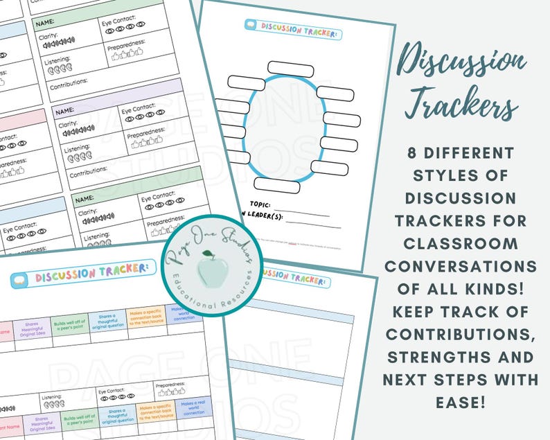 Discussion Trackers for All Subjects (teacher and Student Friendly ...