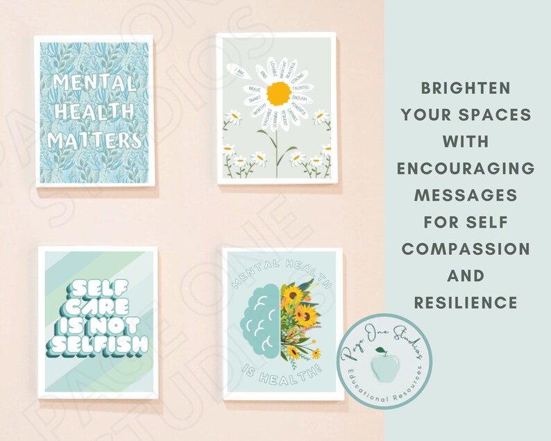 Mental Health and Well Being Posters / Cards for Promoting Growth ...