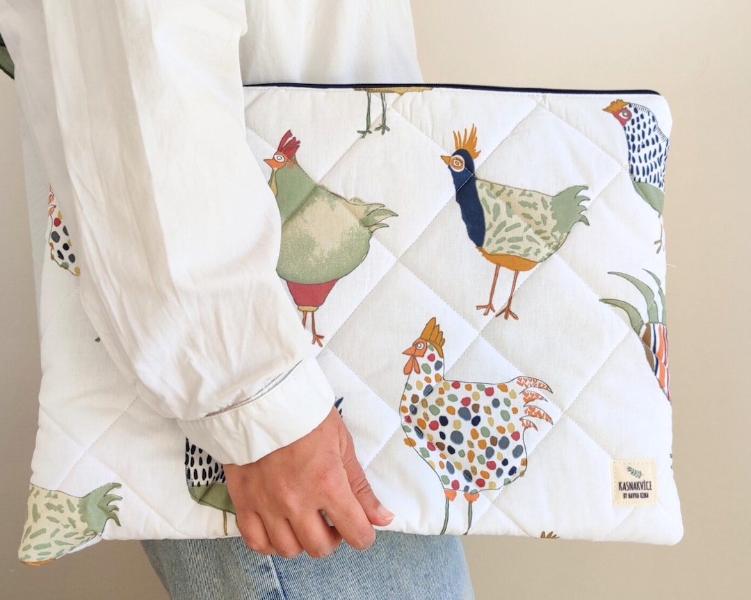 Quilted Tablet Pouch, Chicken Soft Cotton MacBook Case, Puffy Laptop ...
