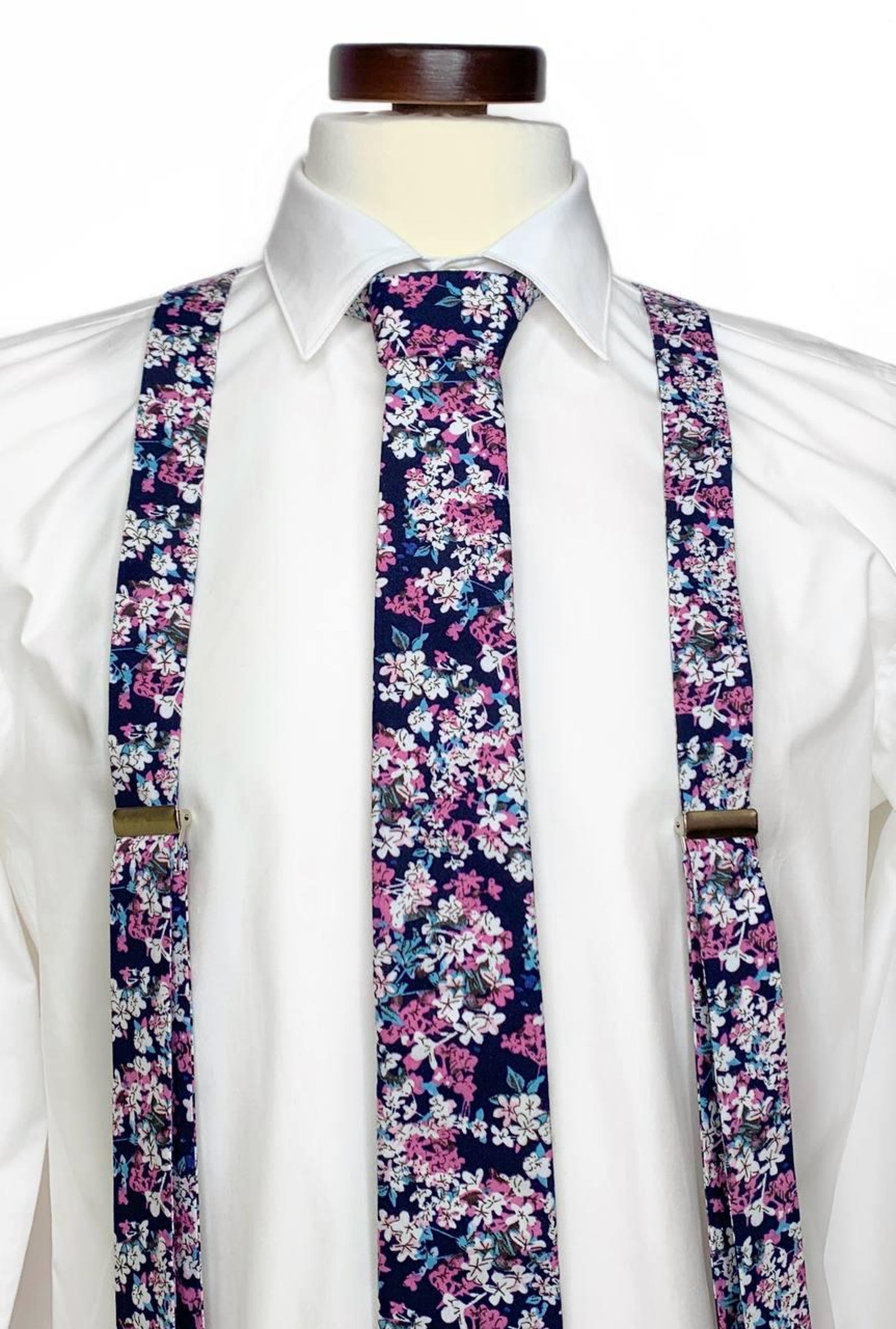 Navy Floral Necktie WISTERIA , LAVENDER , LILAC Floral Tie, Wedding ...