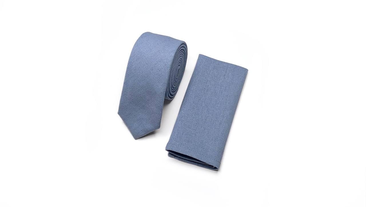 Dusty Blue Linen Tie , Dusty Blue Wedding Necktie , Groomsmen Ties , Bow Tie , Suspenders ...