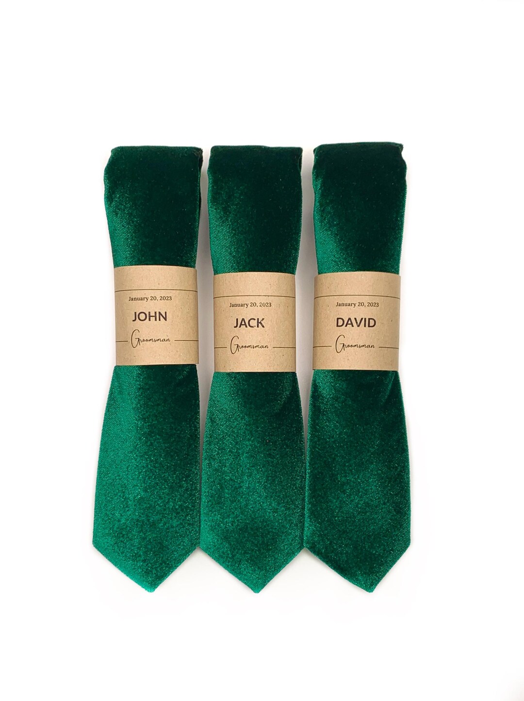 VELVET Emerald Green Velvet Necktie, Juniper Wedding Personalized Ties ...