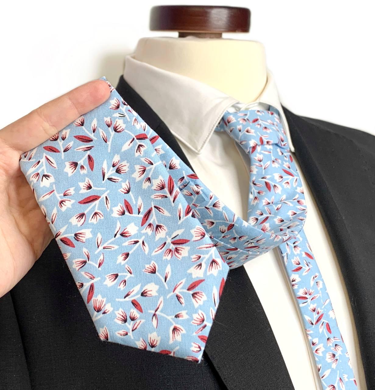 ICE BLUE Floral Tie , Burgundy Tiny Blossoms Floral Necktie , Wedding ...