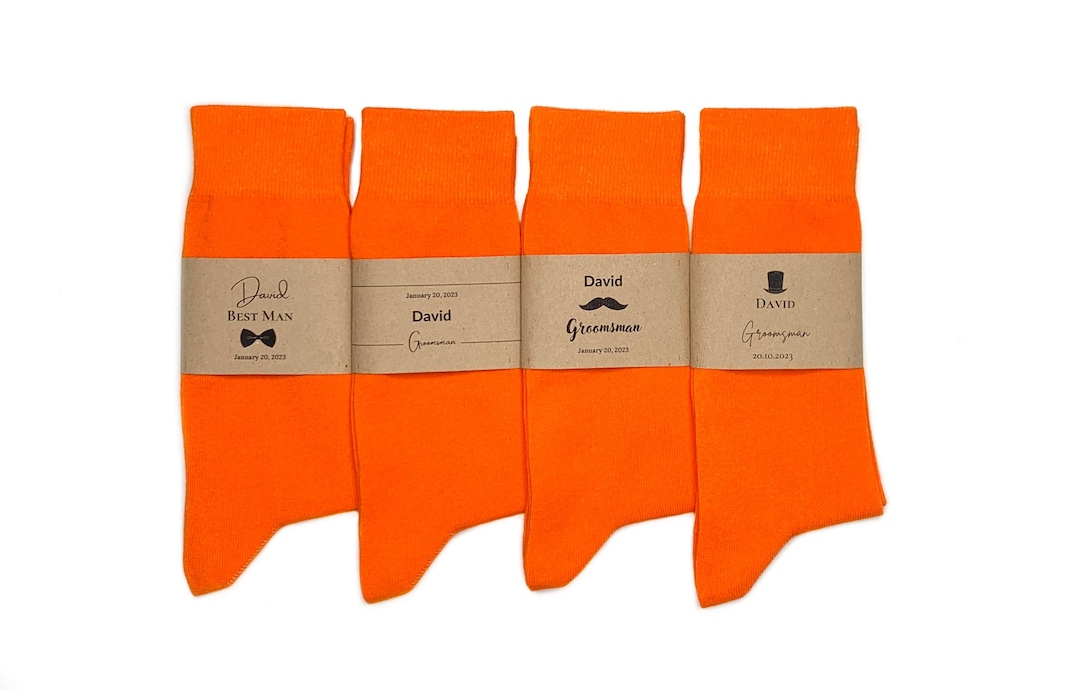 Solid / Plain Burnt Orange Personalized Groomsmen Socks , Rust Sienna ...