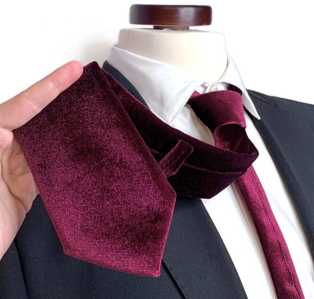 VELVET Burgundy Necktie , Maroon Velvet Tie, Wedding Velvet Necktie ...