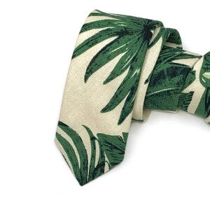 Green Hawaiian Tropical Floral Tie , Palm Leaf Floral Necktie , Wedding ...