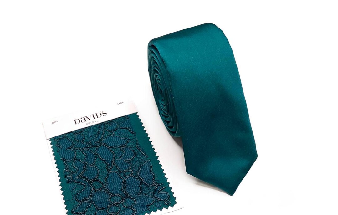 SILK GEM Tie , Dark Emerald Green Skinny Men's Wedding Tie, Groomsmen ...