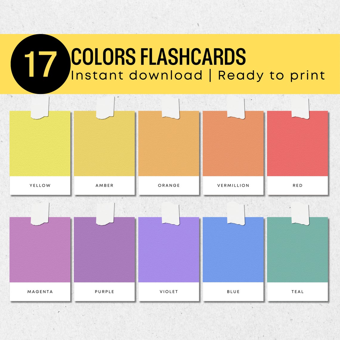 Color Cards for Kids Printable Flashcards Montessori Learning Materials ...