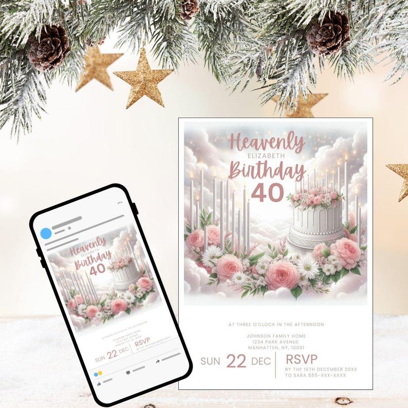 Heavenly Birthday Invitation Digital Download Printable Memorial - Etsy
