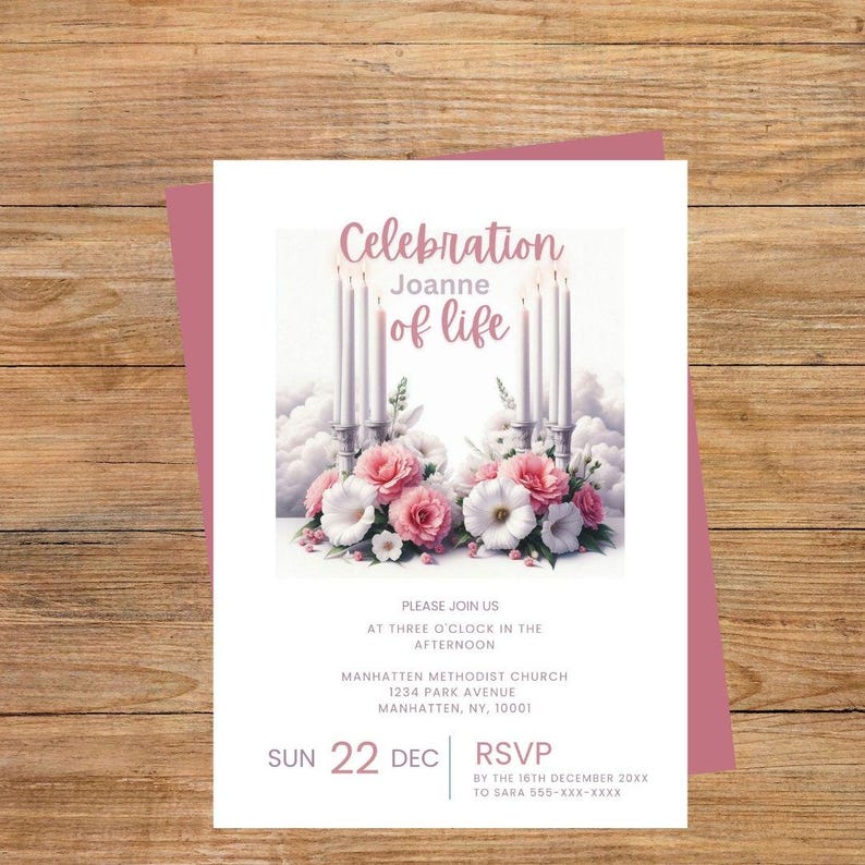 Celebration of Life Invitation Digital Download Printable Memorial ...
