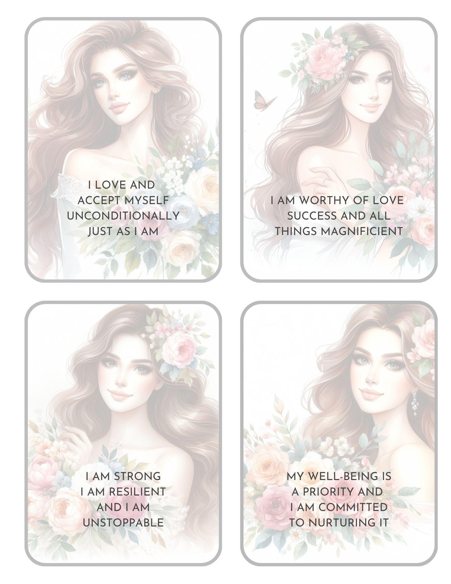 Self Care Card Set 22 Printable Cards With Inspirational Quotes Digital ...