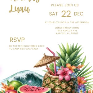 Editable Holiday Luau Party Invitation Template - Digital Download ...