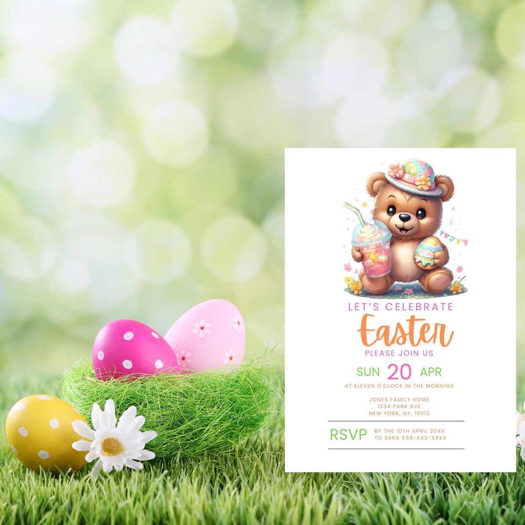 Editable Easter Invitation Template Digital Download Printable Easter ...