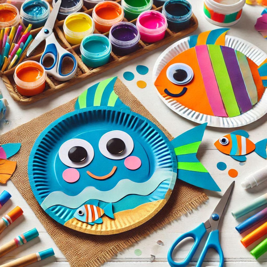 DIY Paper Plate Fish Tutorial, Beach Crafts, Ocean Craft Ideas for a ...