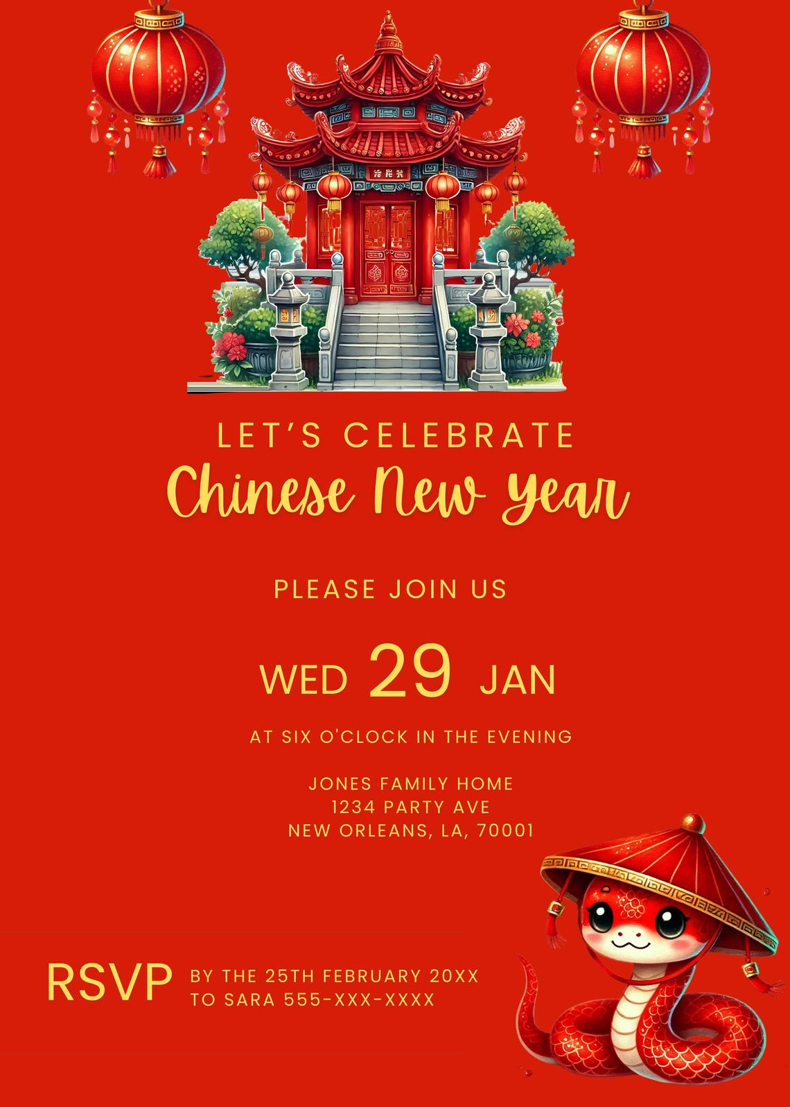 Lunar New Year Invitation Instant Digital Download Printable Evite ...