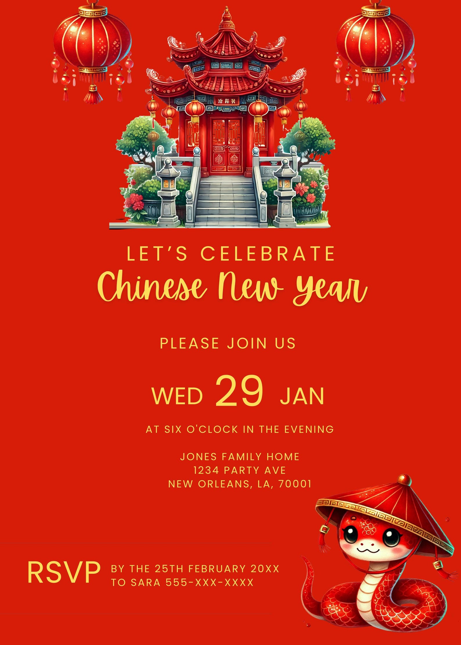 Lunar New Year Invitation Instant Digital Download Printable Evite ...