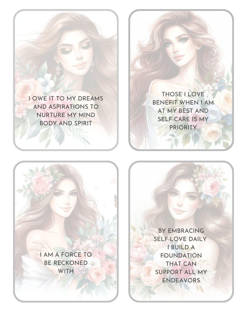 Self Care Card Set 22 Printable Cards With Inspirational Quotes Digital ...