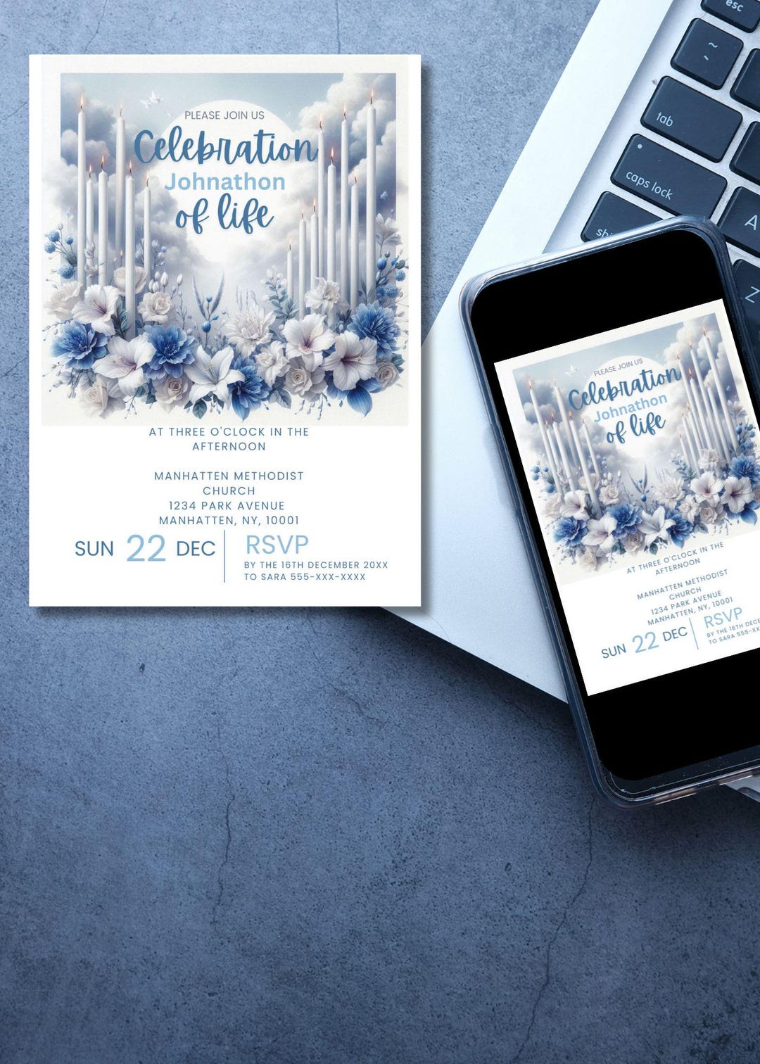Celebration of Life Invitation Digital Download Printable Memorial ...