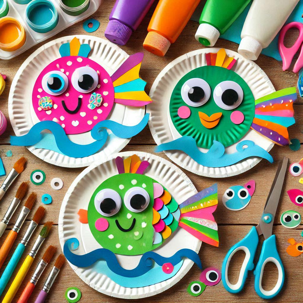 DIY Paper Plate Fish Tutorial, Beach Crafts, Ocean Craft Ideas for a ...