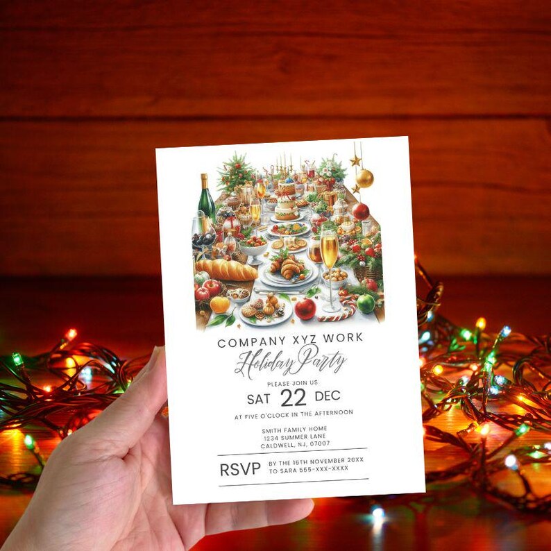 Editable Work Holiday Party Invitation Canva Template - Digital ...