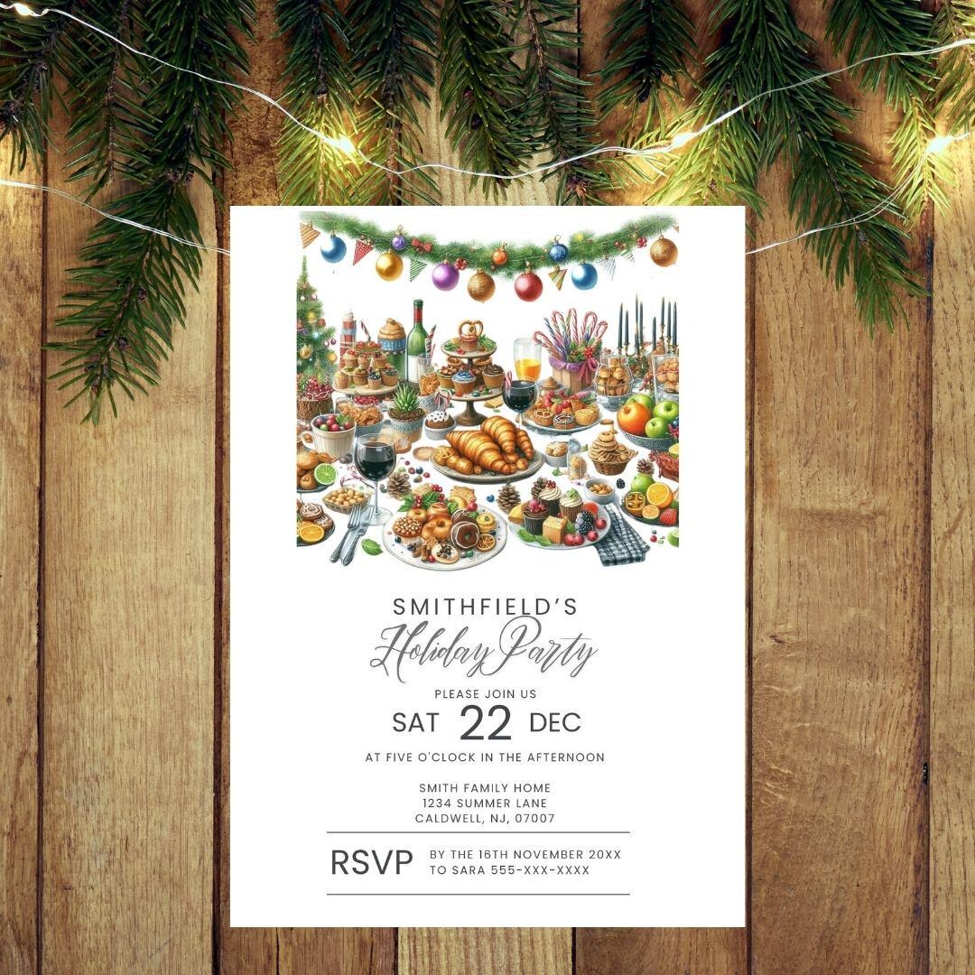 Editable Work Holiday Party Invitation Canva Template - Digital ...