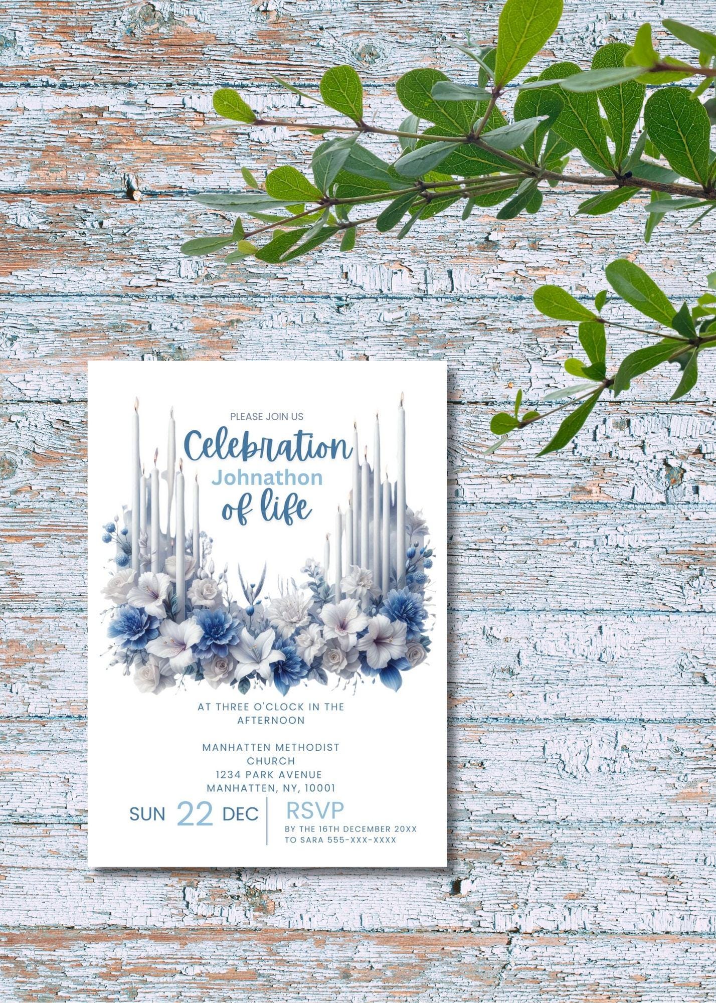 Celebration of Life Invitation Digital Download Printable Memorial ...