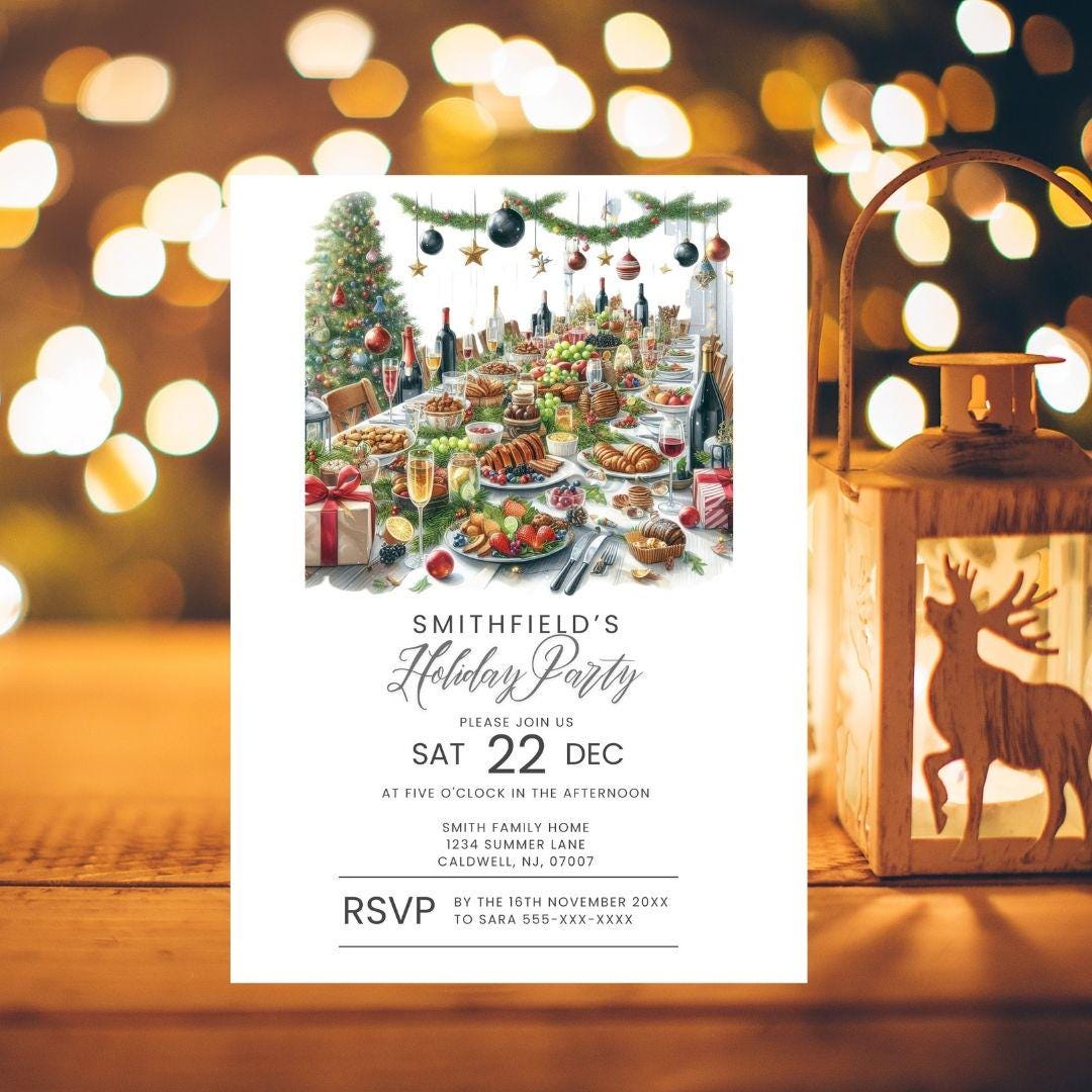 Editable Holiday Party Invitation Template - Digital Download Printable ...