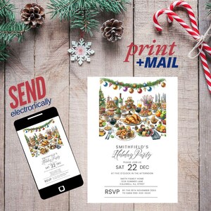 Editable Work Holiday Party Invitation Canva Template - Digital ...