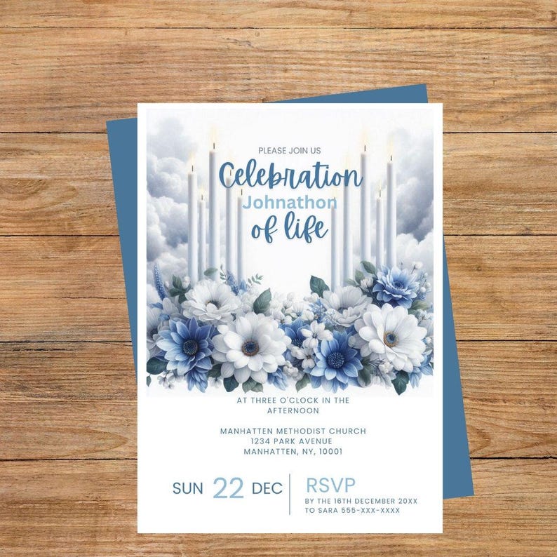 Celebration of Life Invitation Digital Download Printable Memorial ...