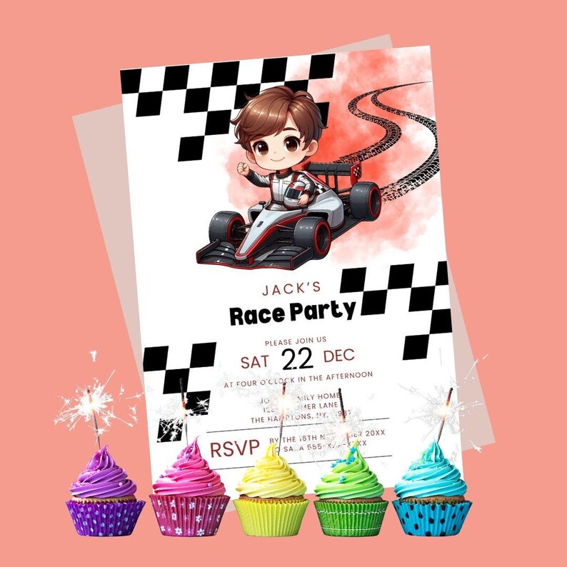 Race Car Racing Birthday Party Invitation Template Digital Download ...