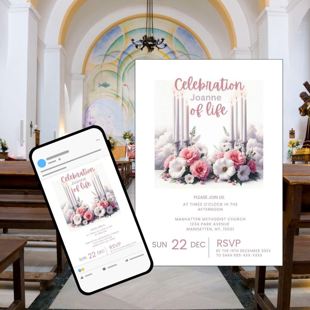 Celebration of Life Invitation Digital Download Printable Memorial ...
