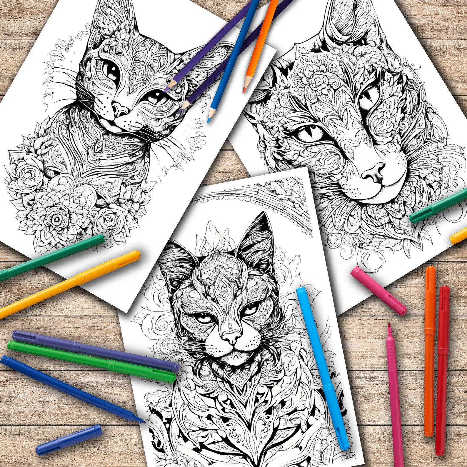 Mandala Cats Coloring Book, 20 Page, Colorful Coloring Book Gifted for ...