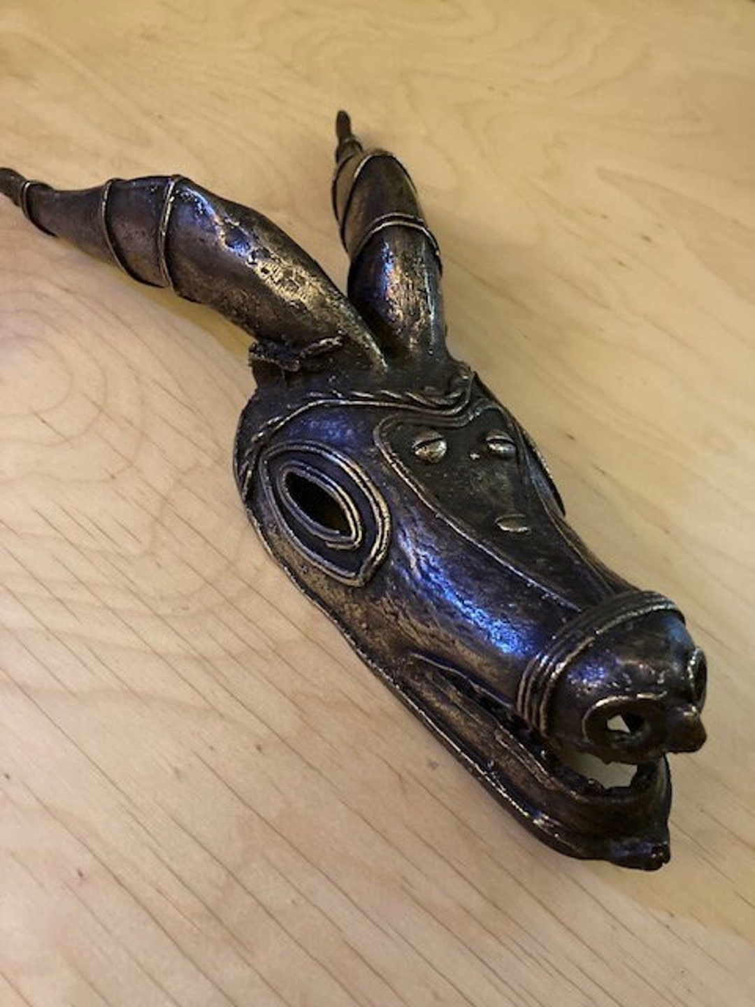 African Mask Buffalo Head in Bronze Wall Decoration - Etsy