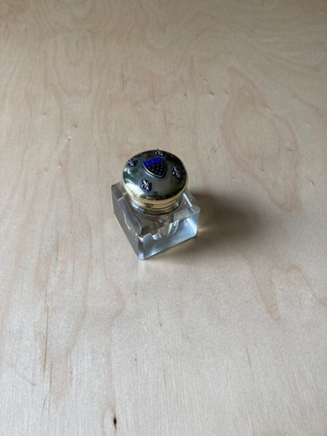 Old Glass Inkwell Lid Fleur De Lys Coat of Arms - Etsy