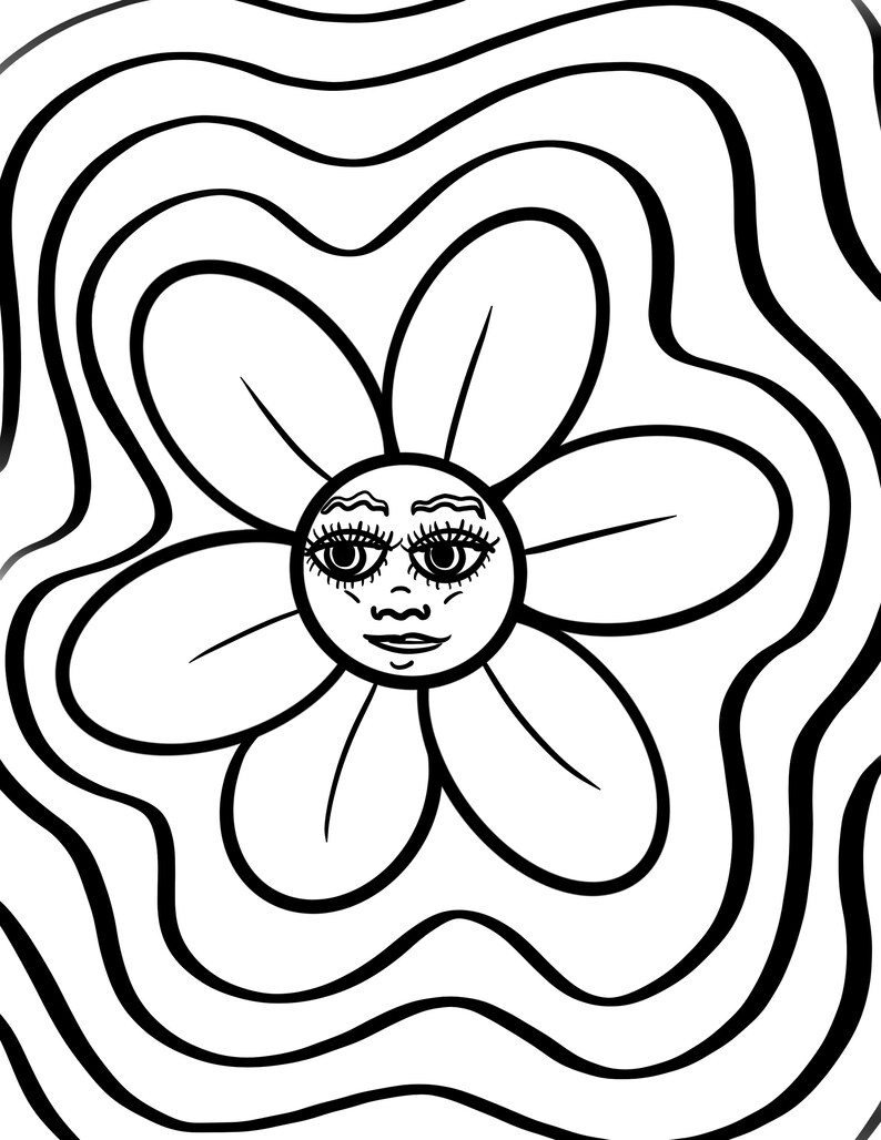 Flower Power Coloring Sheets - Etsy
