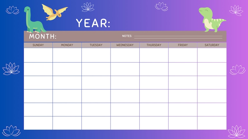 Blank Dino Calendars - Etsy