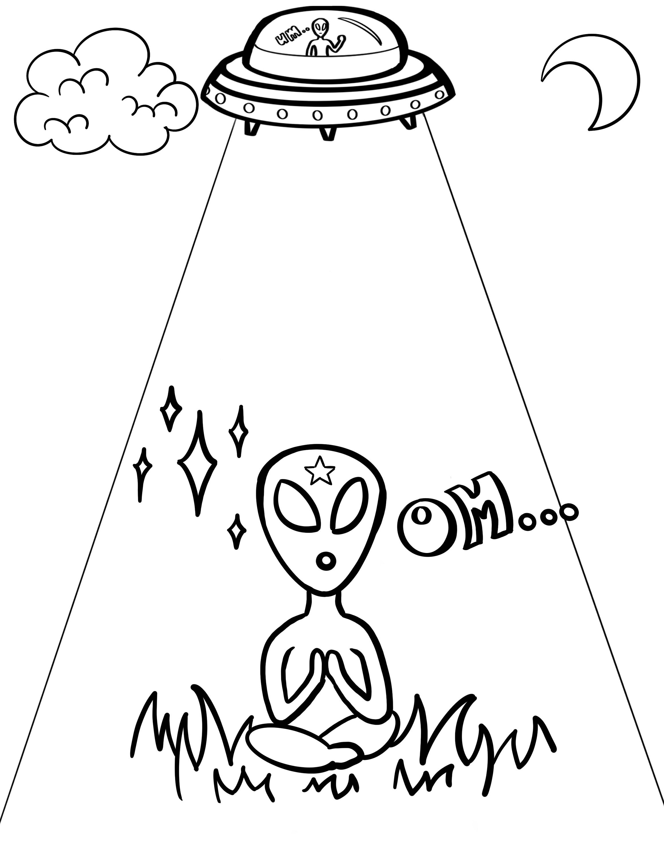 Meditative Alien Coloring Sheets for Family - Etsy