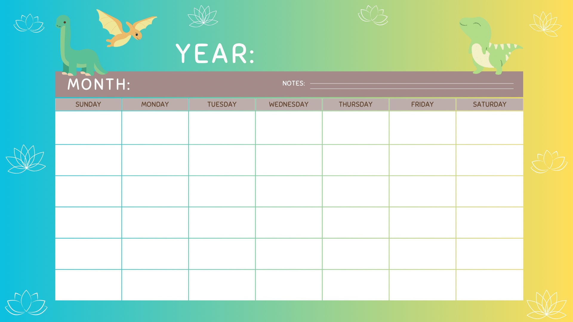 Blank Dino Calendars - Etsy