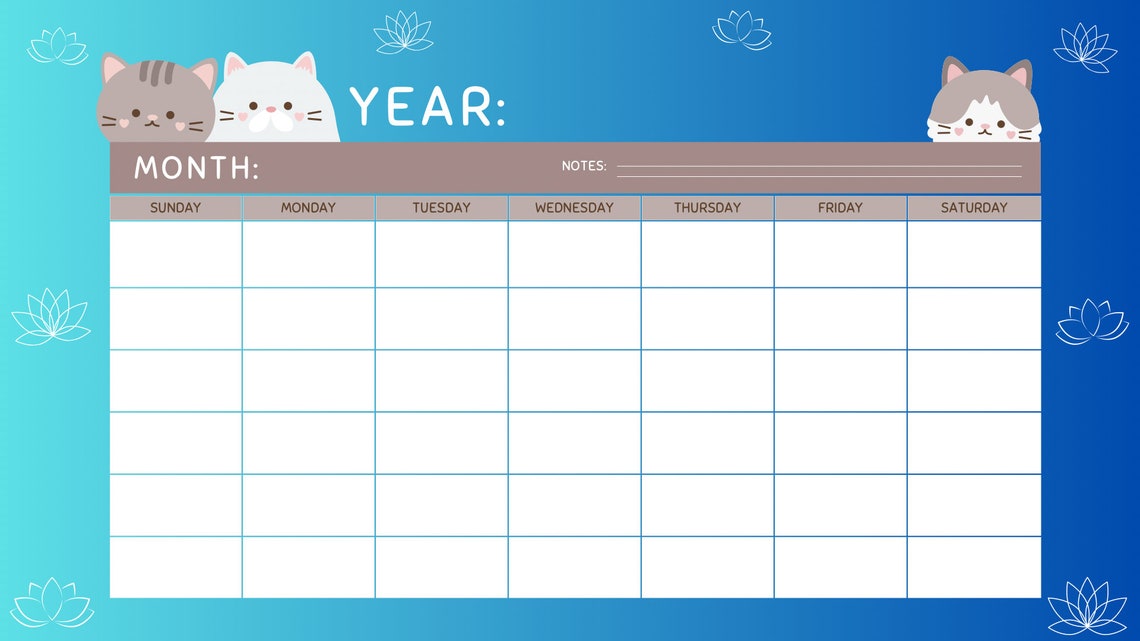 Blank Kitty Calendar Pack - Etsy